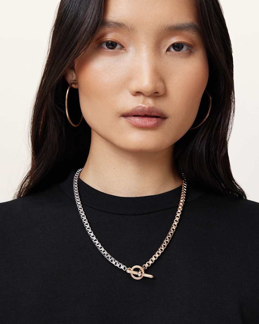 Box Two Tone Necklace WARM BRASS MIX | ALLSAINTS